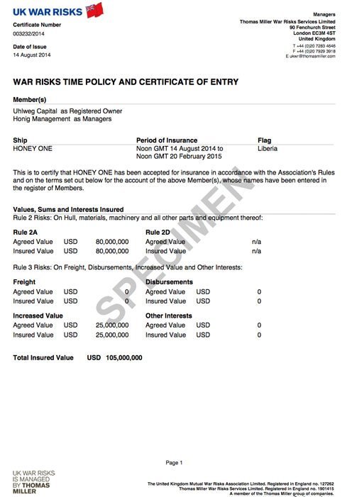 Policy documents - UK War Risks